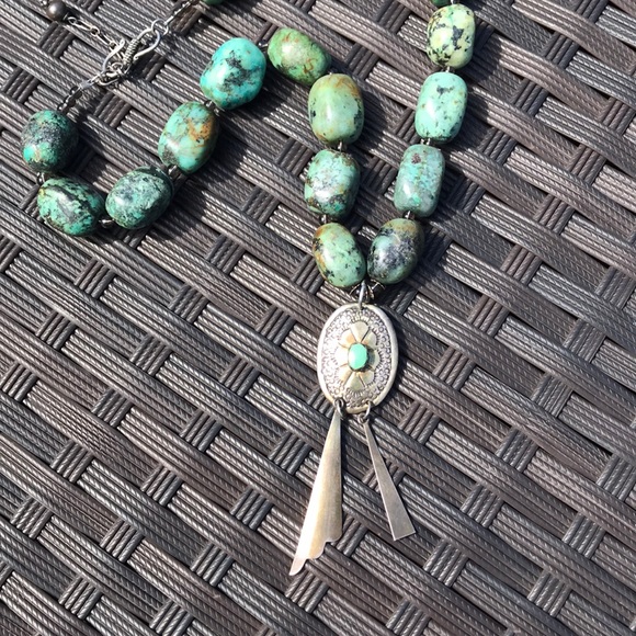 Jewelry | Sterling Silver Turquoise Concho Pendant Necklace | Poshmark